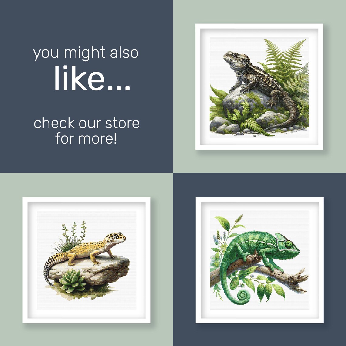 Bearded Dragon Lizard Cross Stitch Pattern - Detailed Reptile Design ...