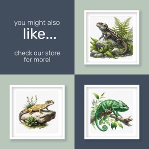 Bearded Dragon Lizard Cross Stitch Pattern - Detailed Reptile Design ...