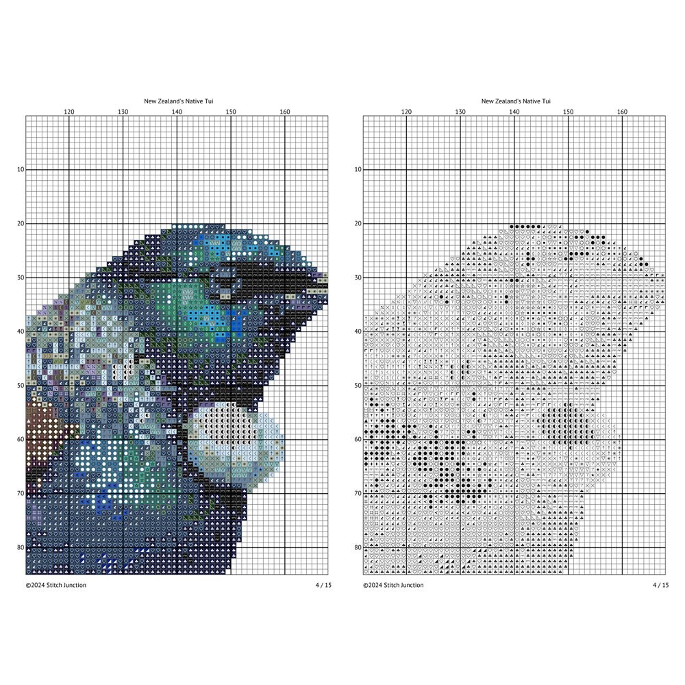 New Zealand Tui Cross Stitch Pattern. Native Bird Cross-stitch Pattern ...