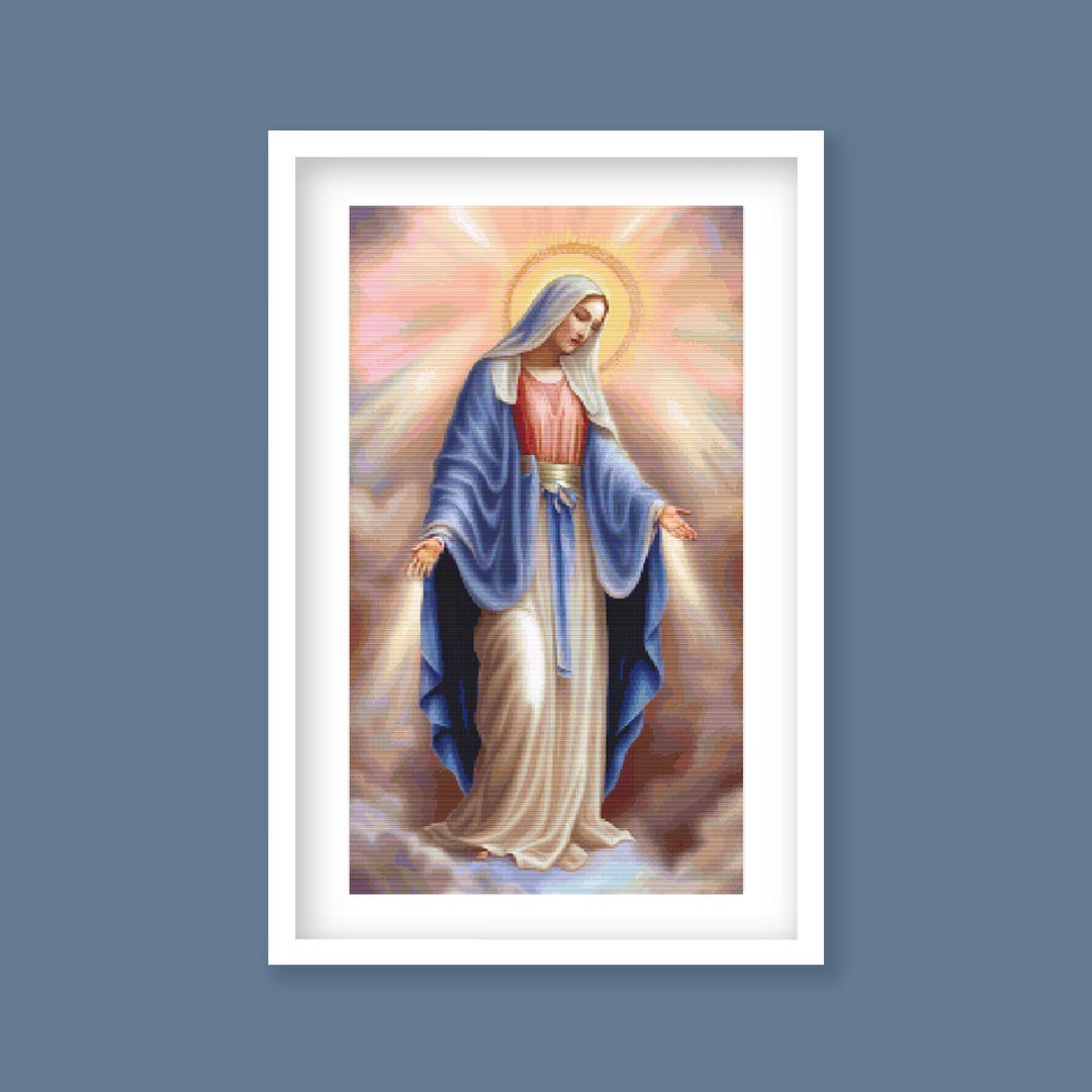 Virgin Mary Cross Stitch Pattern. Mother Mary Embroidery Pattern ...
