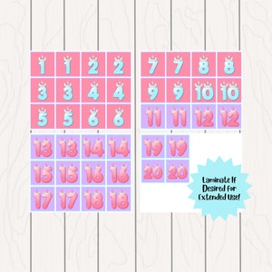 Printable Unicorn 1-20 Numbers Memory Matching Card Game Educational ...
