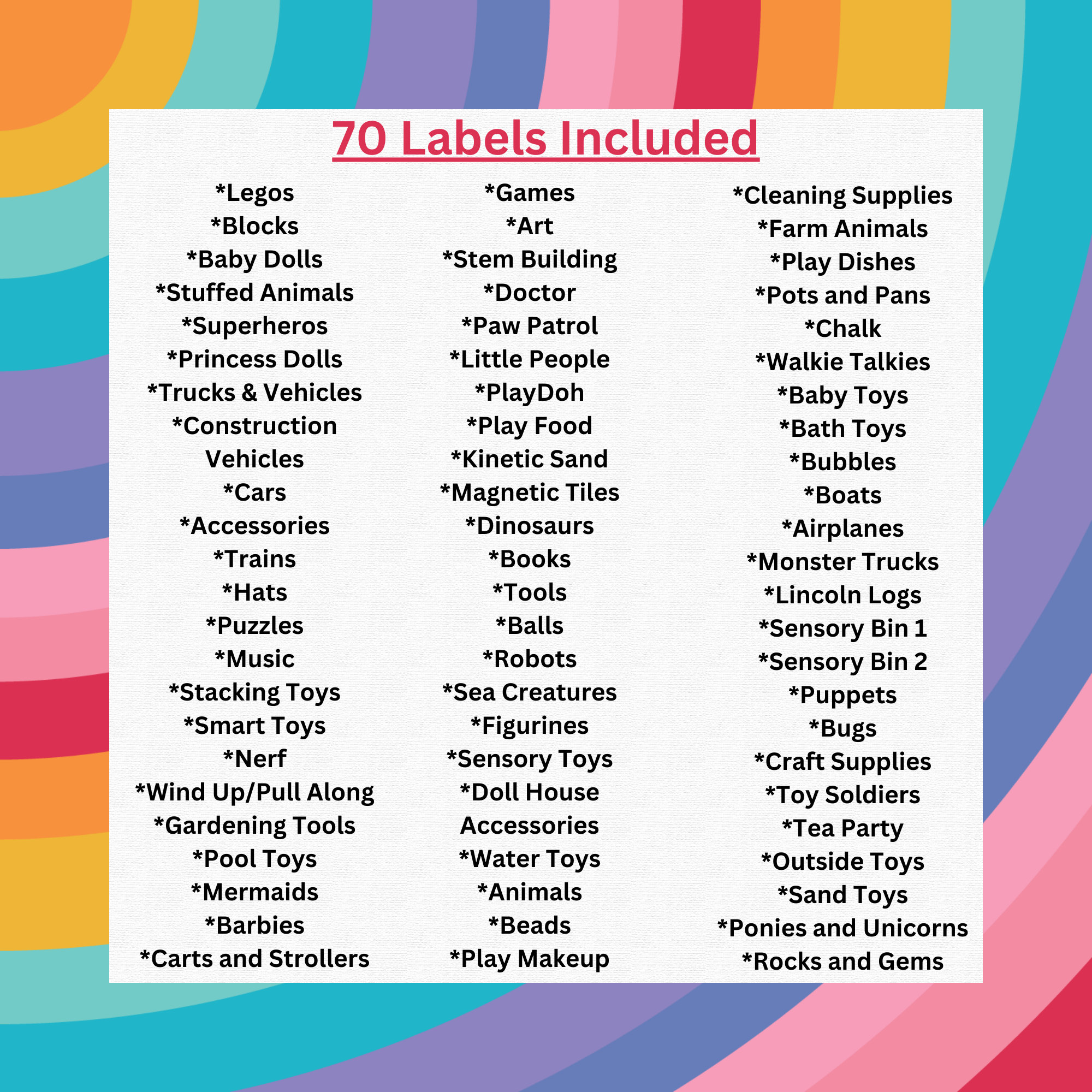 Printable Kid Toy Storage Labels for Play Room Classroom Montessori ...