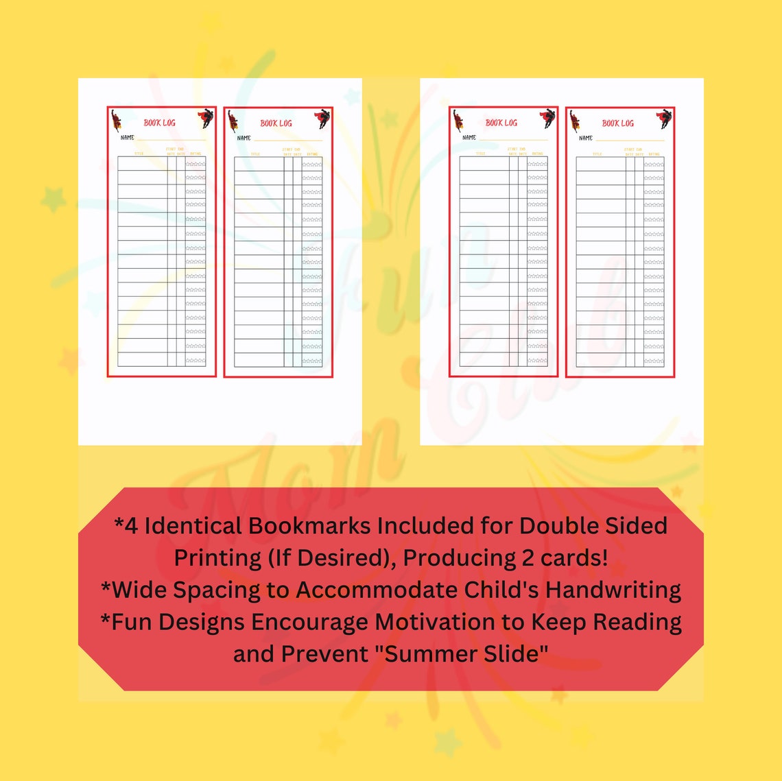 Superhero Theme Library Bookmark Printable Kids Reading Tracker Reading ...