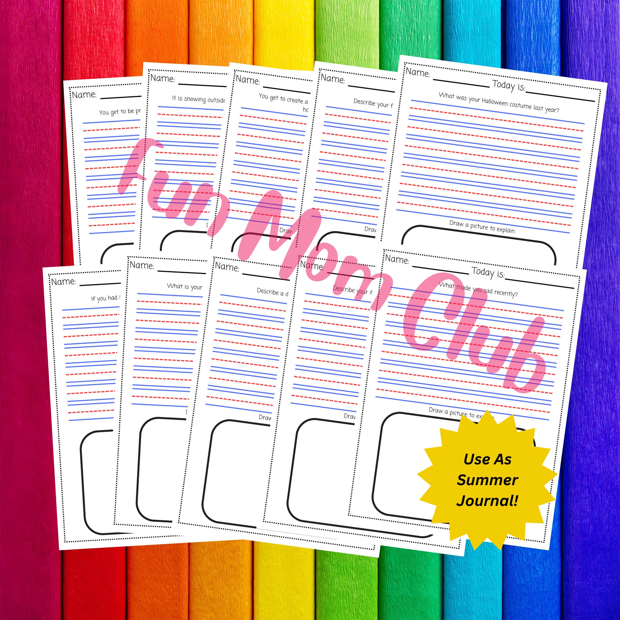 Printable Creative Writing Prompts for Kids Summer Journal Handwriting ...