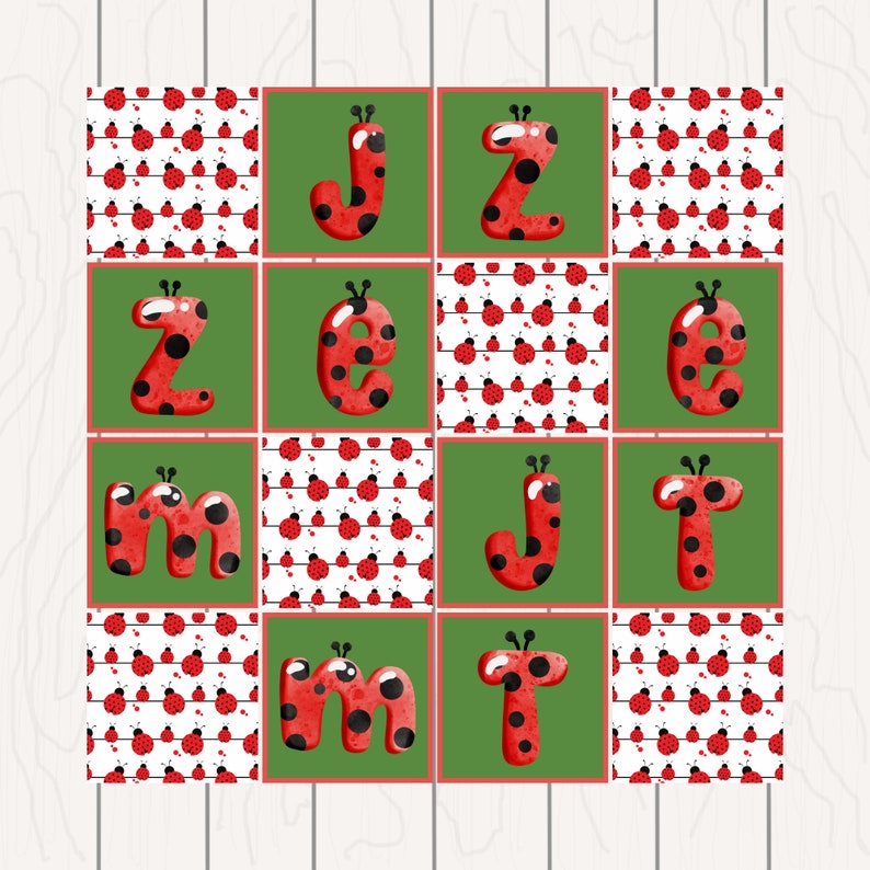 Printable Ladybug Alphabet Memory Matching Card Game Educational ...