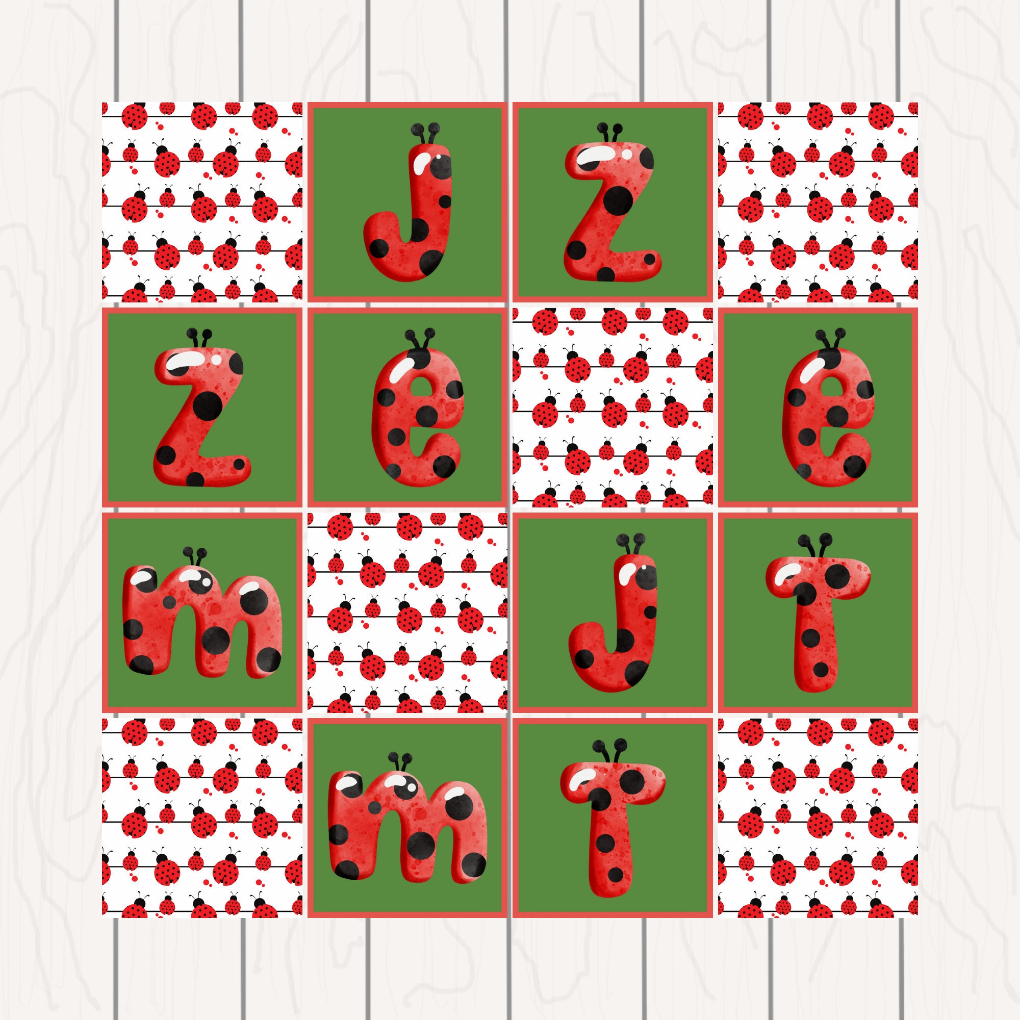 Printable Ladybug Alphabet Memory Matching Card Game Educational ...