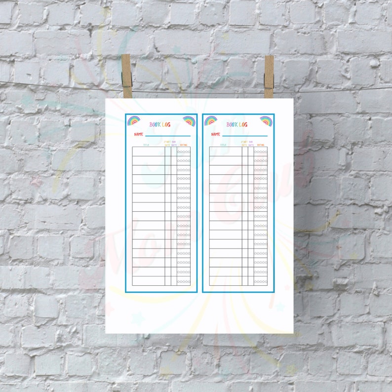 Rainbow Theme Library Bookmark Printable for Kids Reading Tracker ...