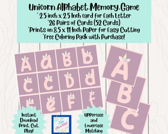 Printable Unicorn 1-20 Numbers Memory Matching Card Game Educational ...