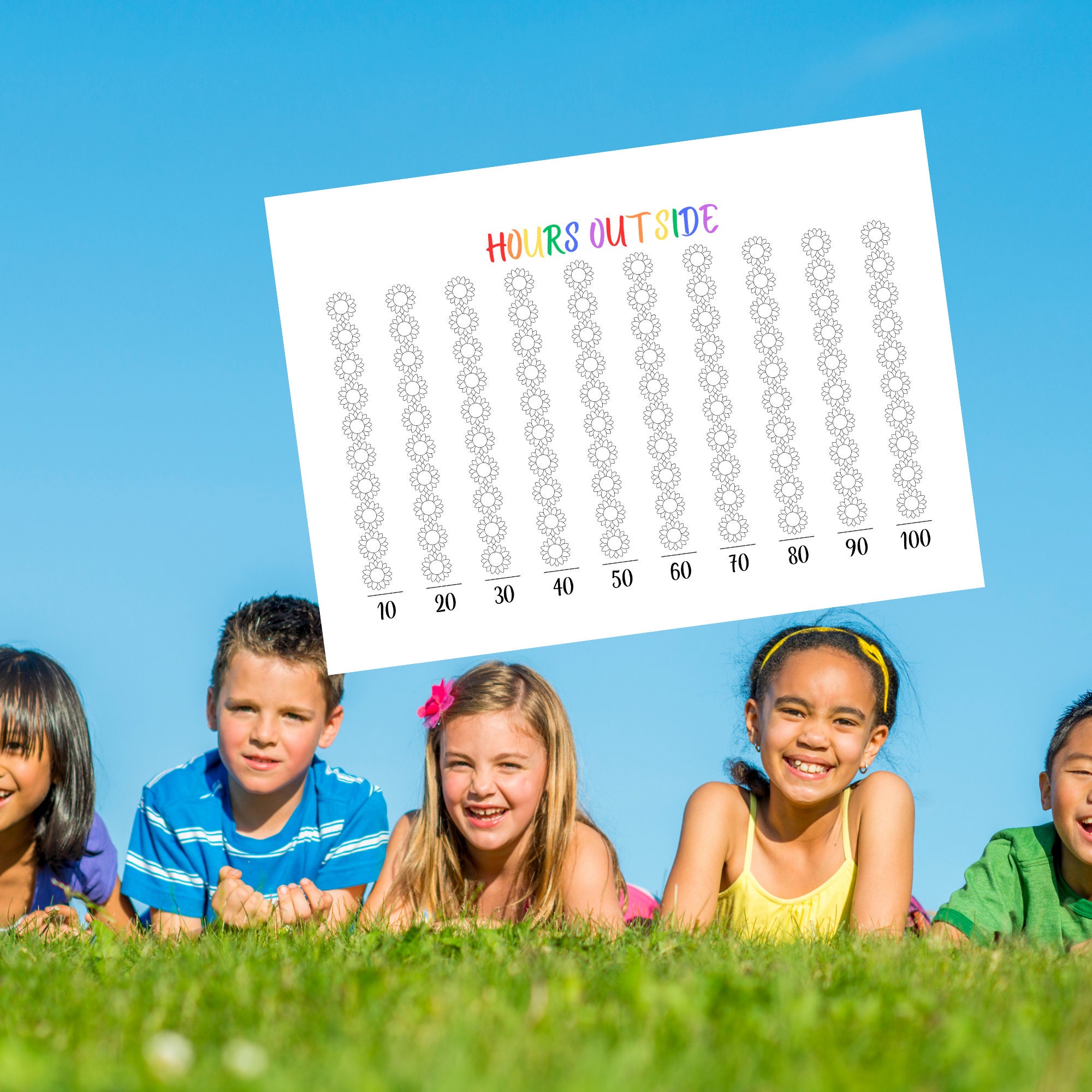 Flower Hours Outside Tracker for Kids Play Printable Letter Size ...