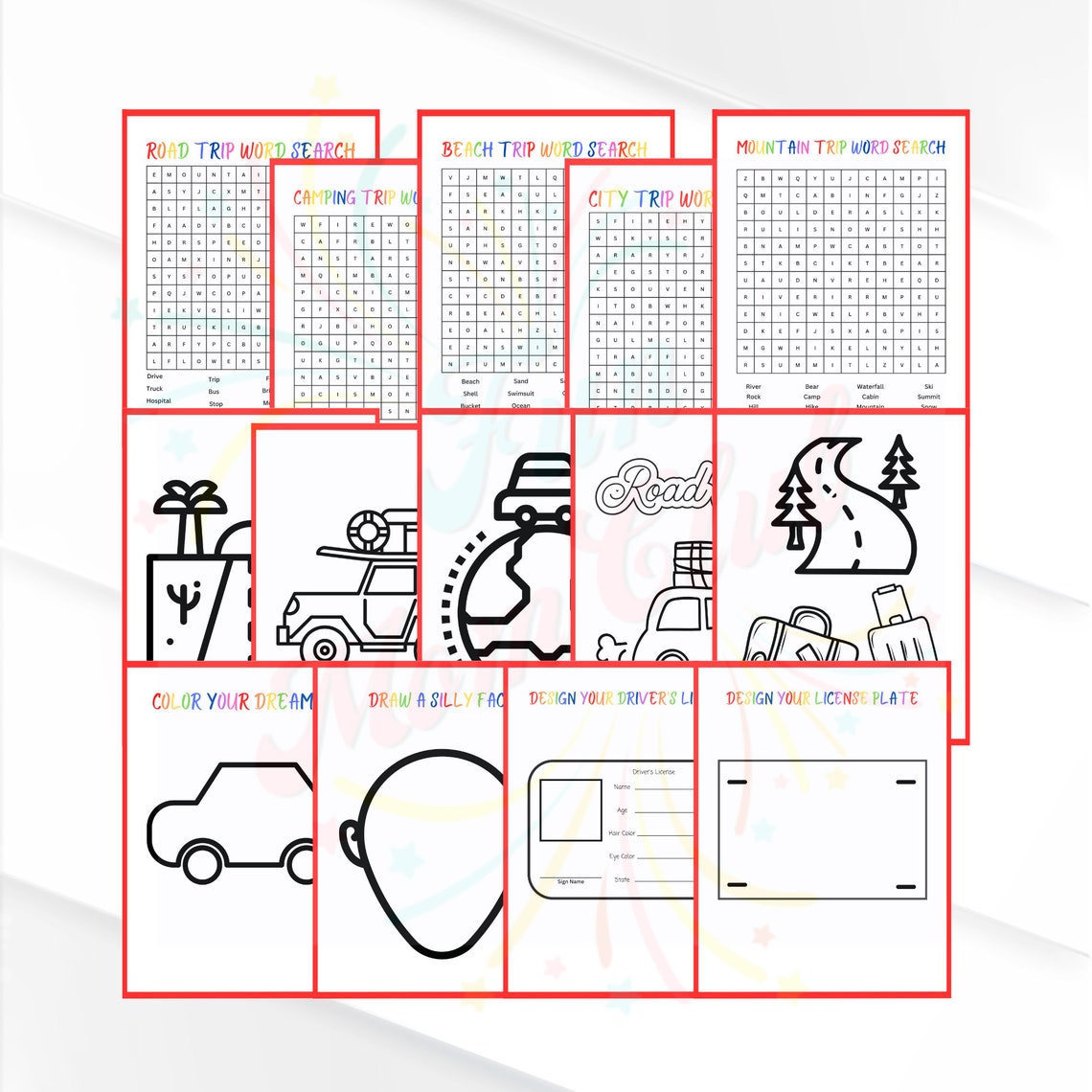 Kids Road Trip Travel Word Search Pen Paper Games Printable Family ...