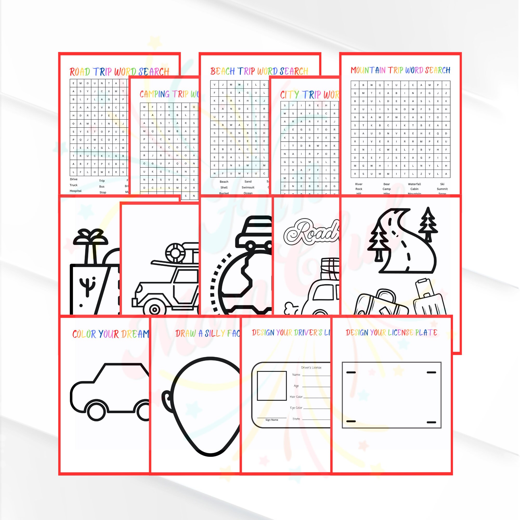 Kids Road Trip Travel Word Search Pen Paper Games Printable Family ...