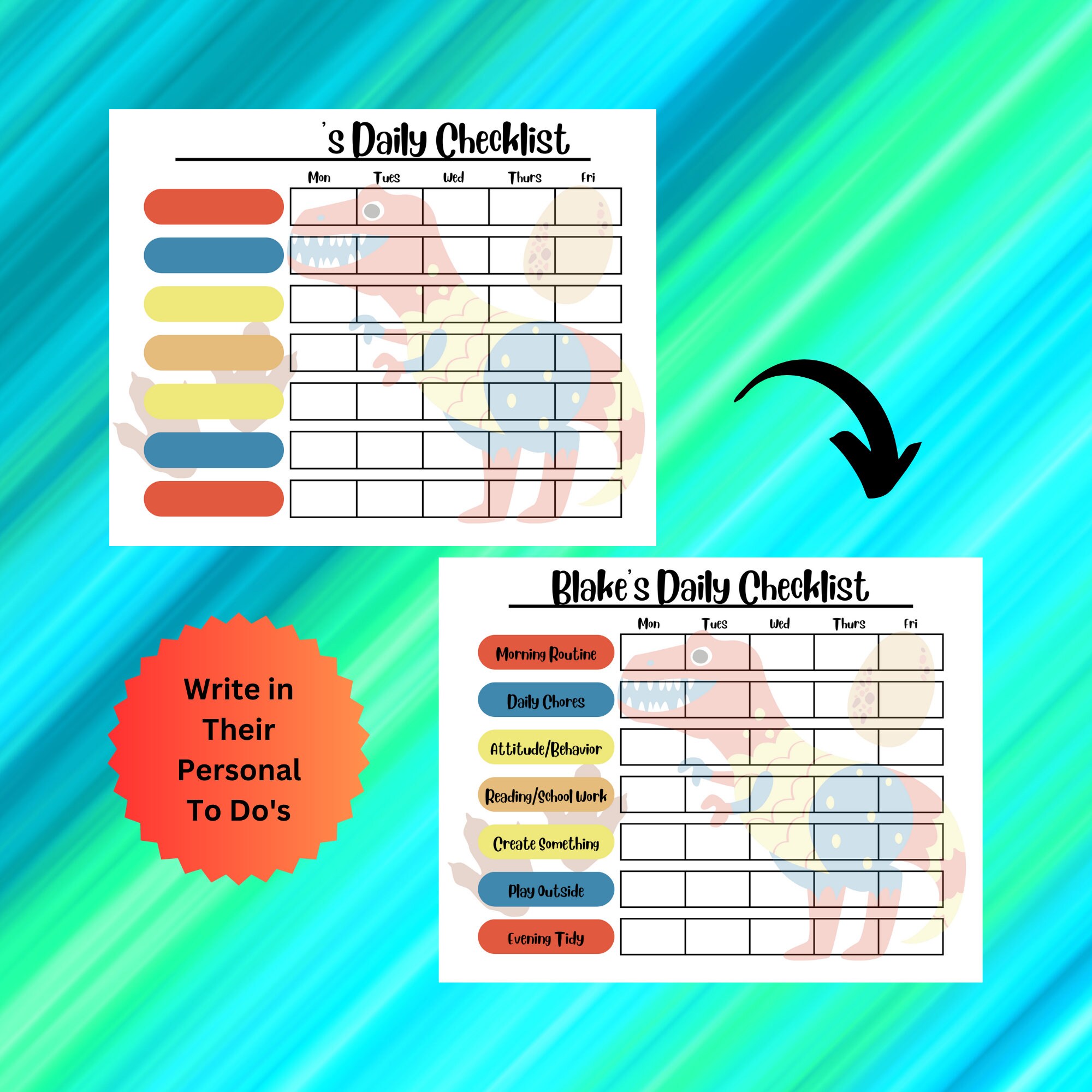 Printable Daily Checklist Kids Chore Behavior Chart Summer Rules Kids ...