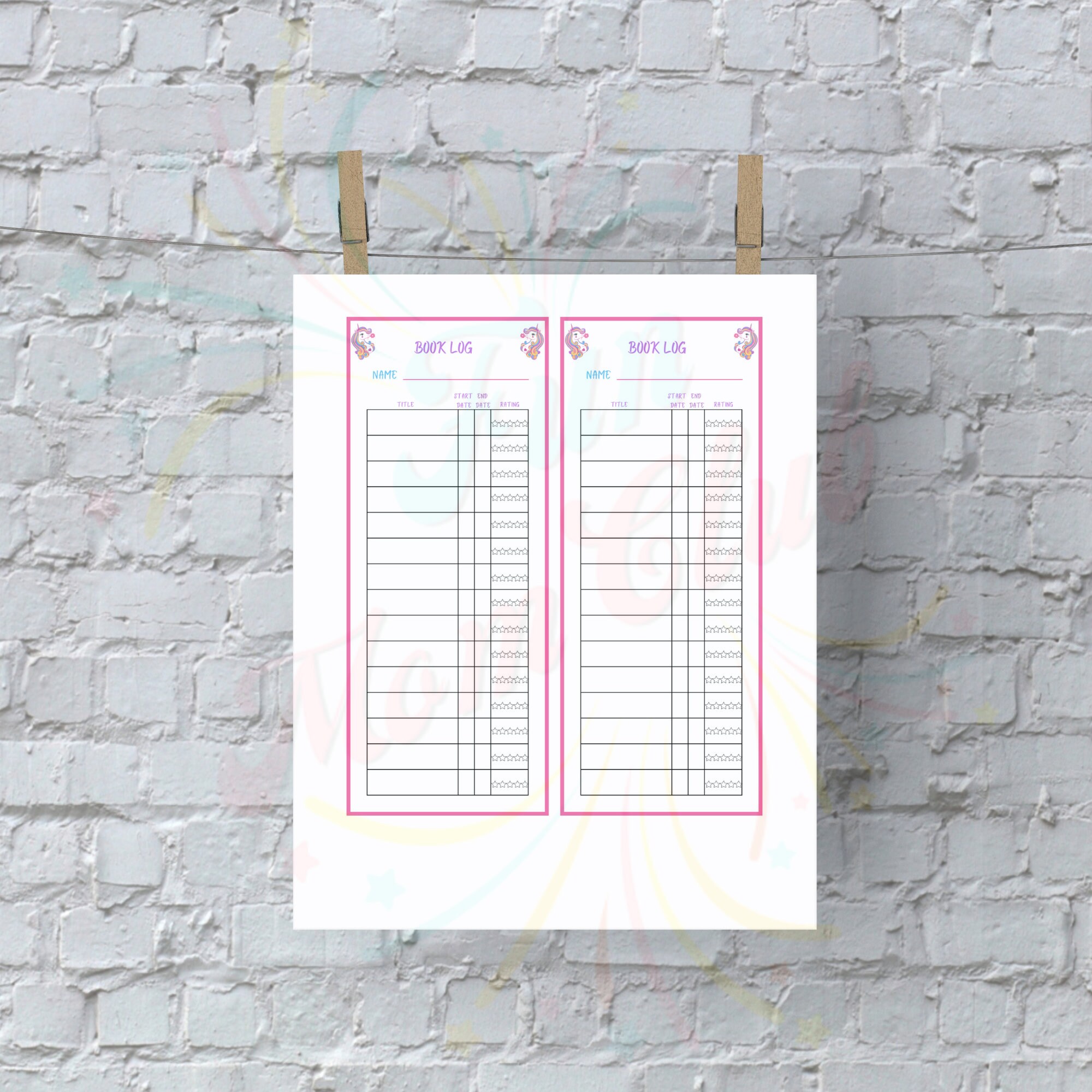 Unicorn Theme Library Bookmark Printable Kids Reading Tracker Reading ...