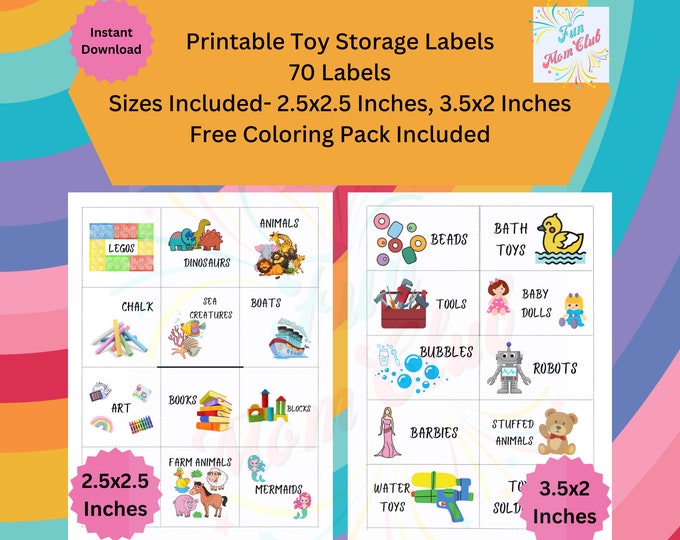 Printable Toy Bin Labels | Boys and Girls Toy Box Labels | Toy Labels ...