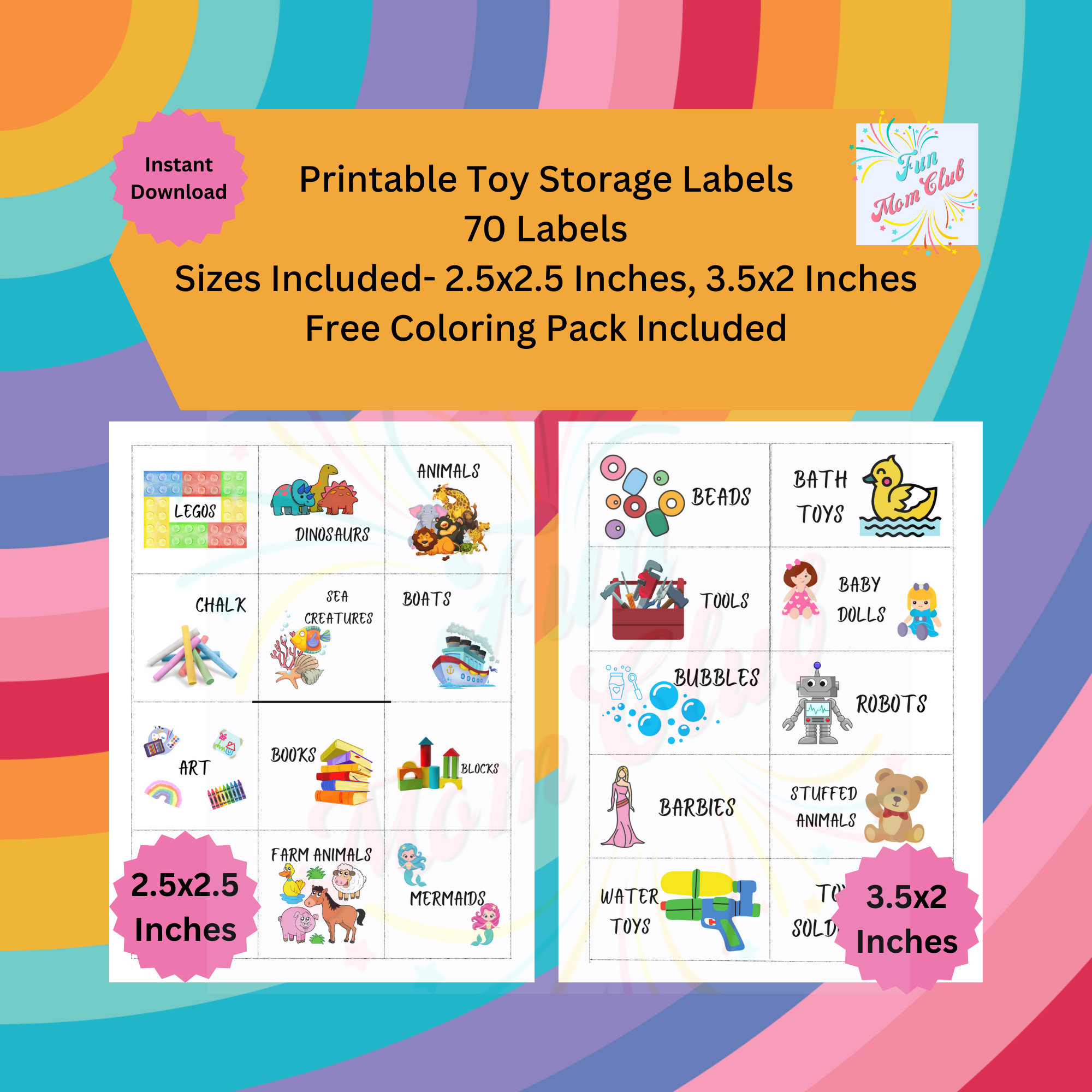 Printable Kid Toy Storage Labels for Play Room Classroom Montessori ...
