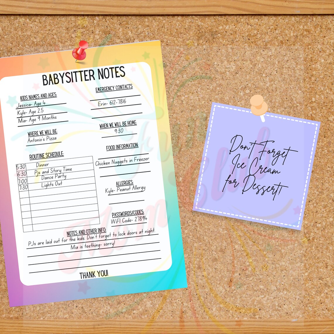 Babysitter Notes Form Information for Caregiver Babysitter Checklist ...