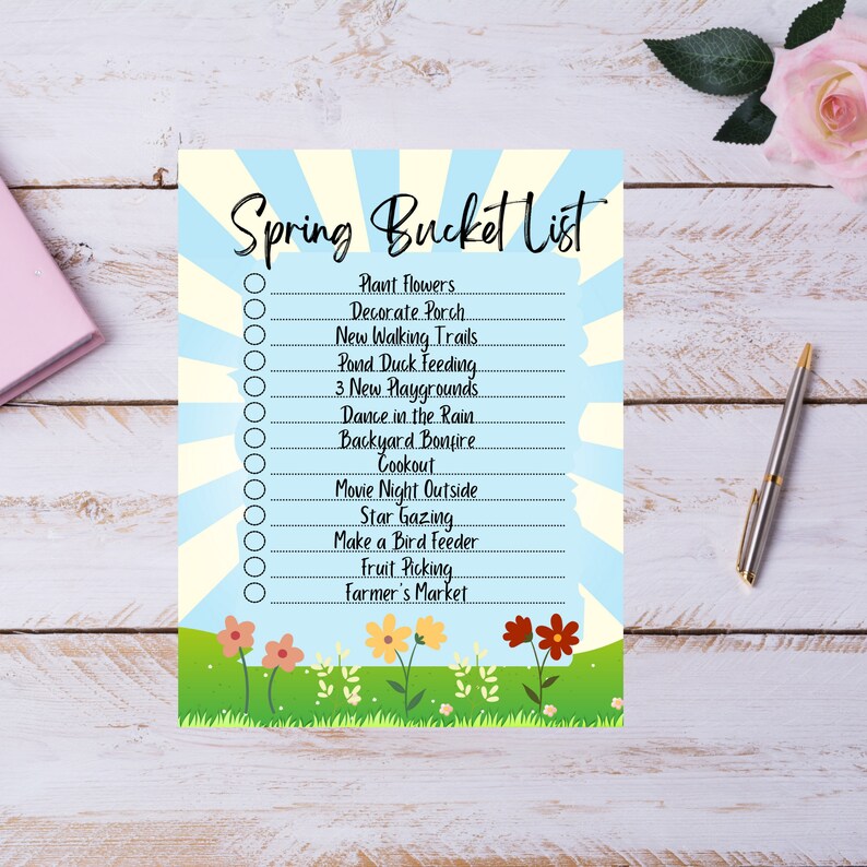 Printable Spring Bucket Lists 2 Pack Family Memories Planner Mom Kids ...