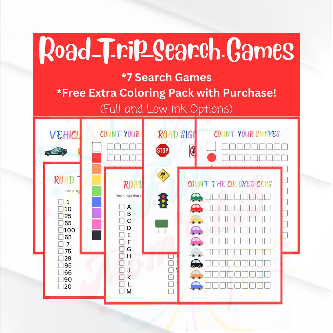 Kids Road Trip Travel Search Games Printable Family Vacation Car ...