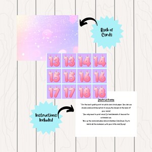 Printable Unicorn 1-20 Numbers Memory Matching Card Game Educational ...