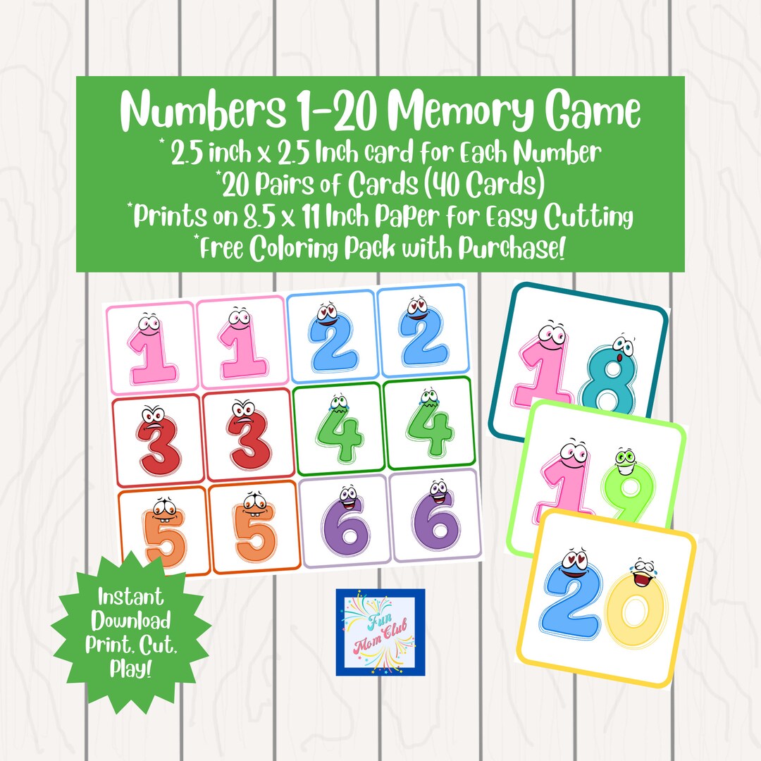 Memory Matching Card Game Educational Activity Daycare Home School ...