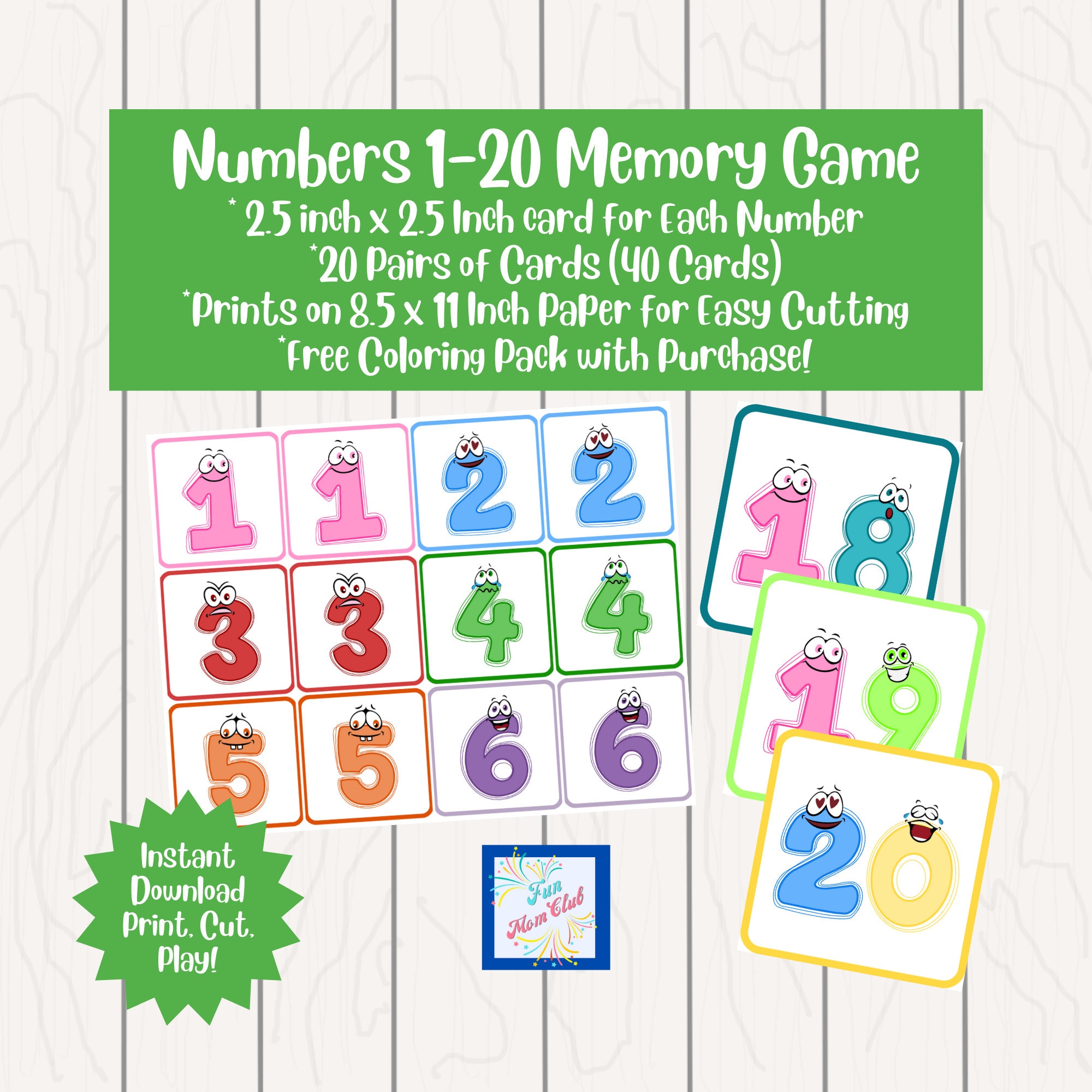 Memory Matching Card Game Educational Activity Daycare Home School ...