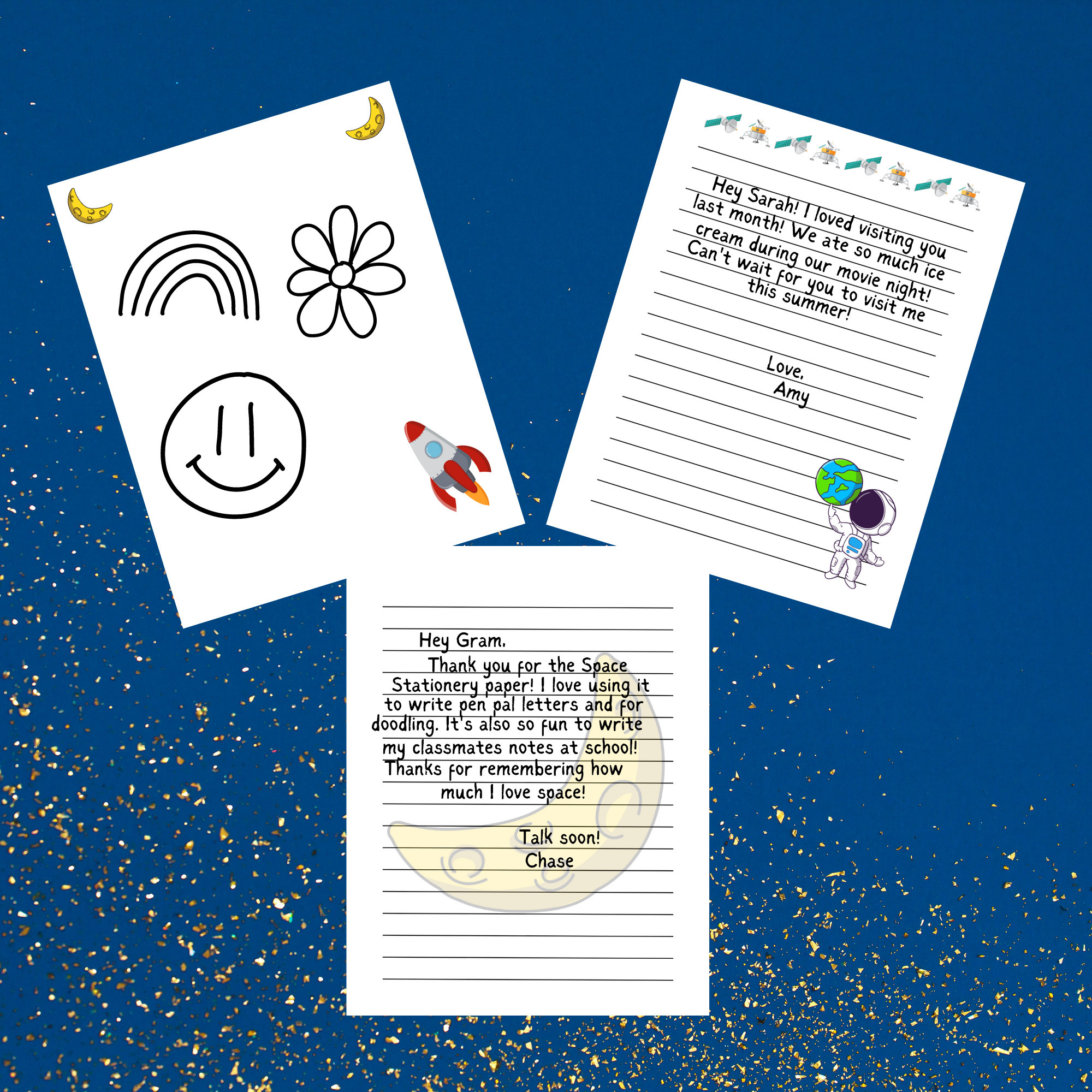 Printable Space Kids Stationery Boy Birthday Gift Lined Paper Journal ...