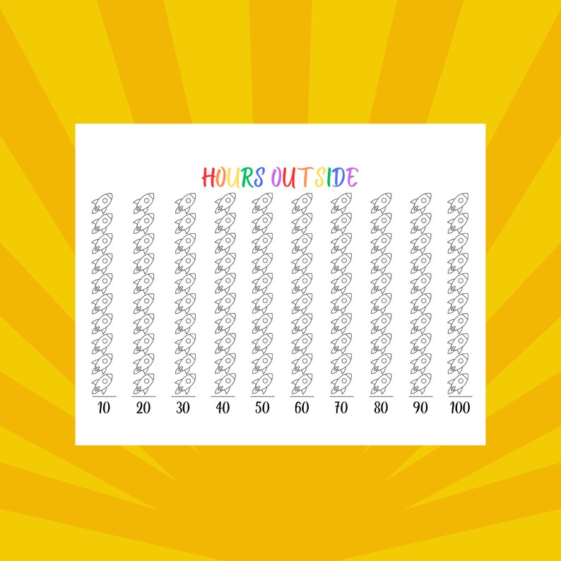 Rocket Hours Outside Tracker Kids Printable Outdoor Habit Routine Chart ...
