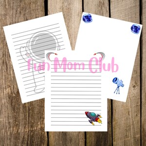Printable Space Kids Stationery Boy Birthday Gift Lined Paper Journal ...