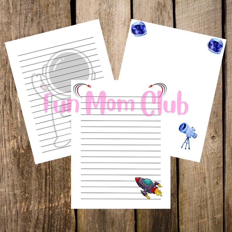 Printable Space Kids Stationery Boy Birthday Gift Lined Paper Journal ...