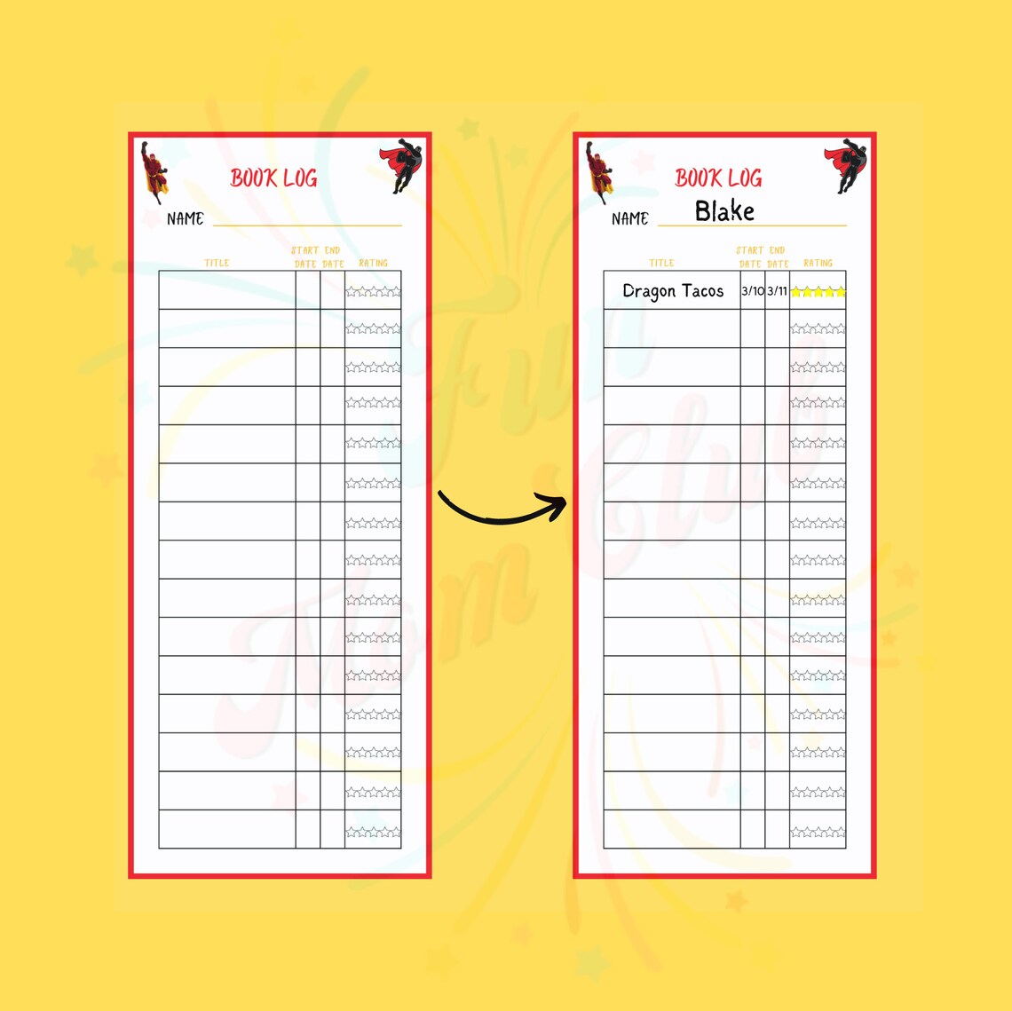 Superhero Theme Library Bookmark Printable Kids Reading Tracker Reading ...