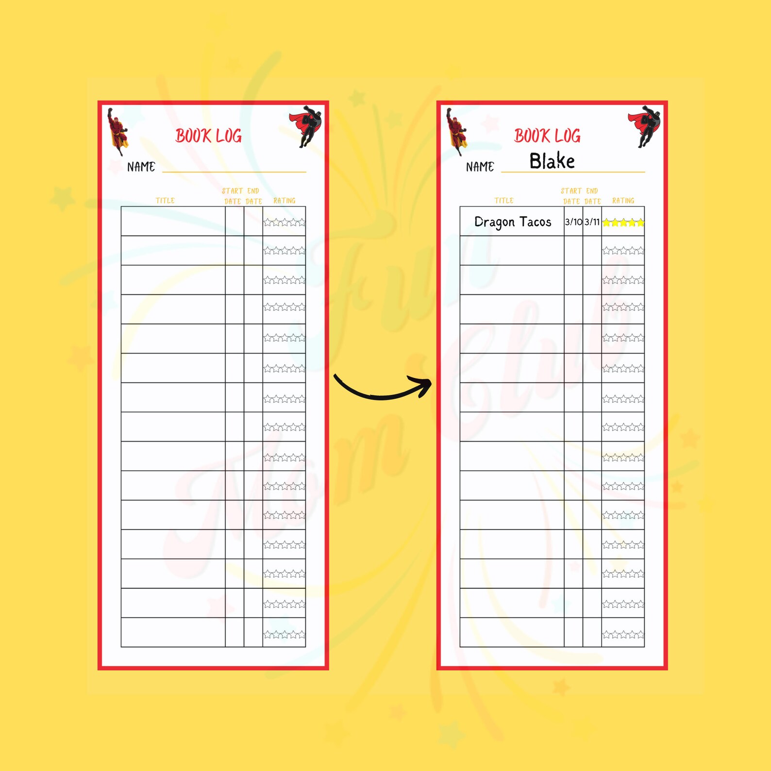 Superhero Theme Library Bookmark Printable Kids Reading Tracker Reading ...