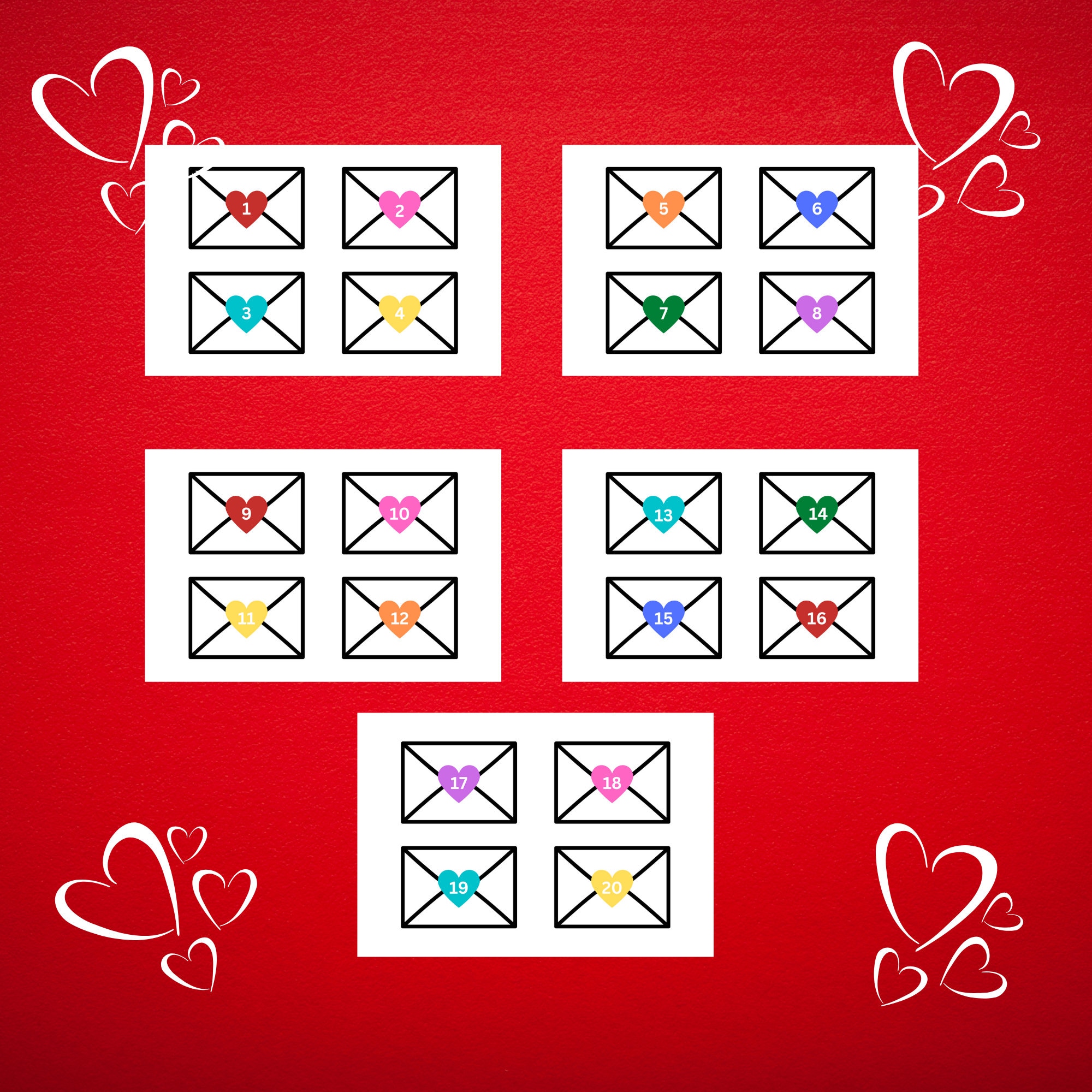 Scavenger Hunt Bunny Heart Beach Ball Shamrock Theme Envelopes for ...