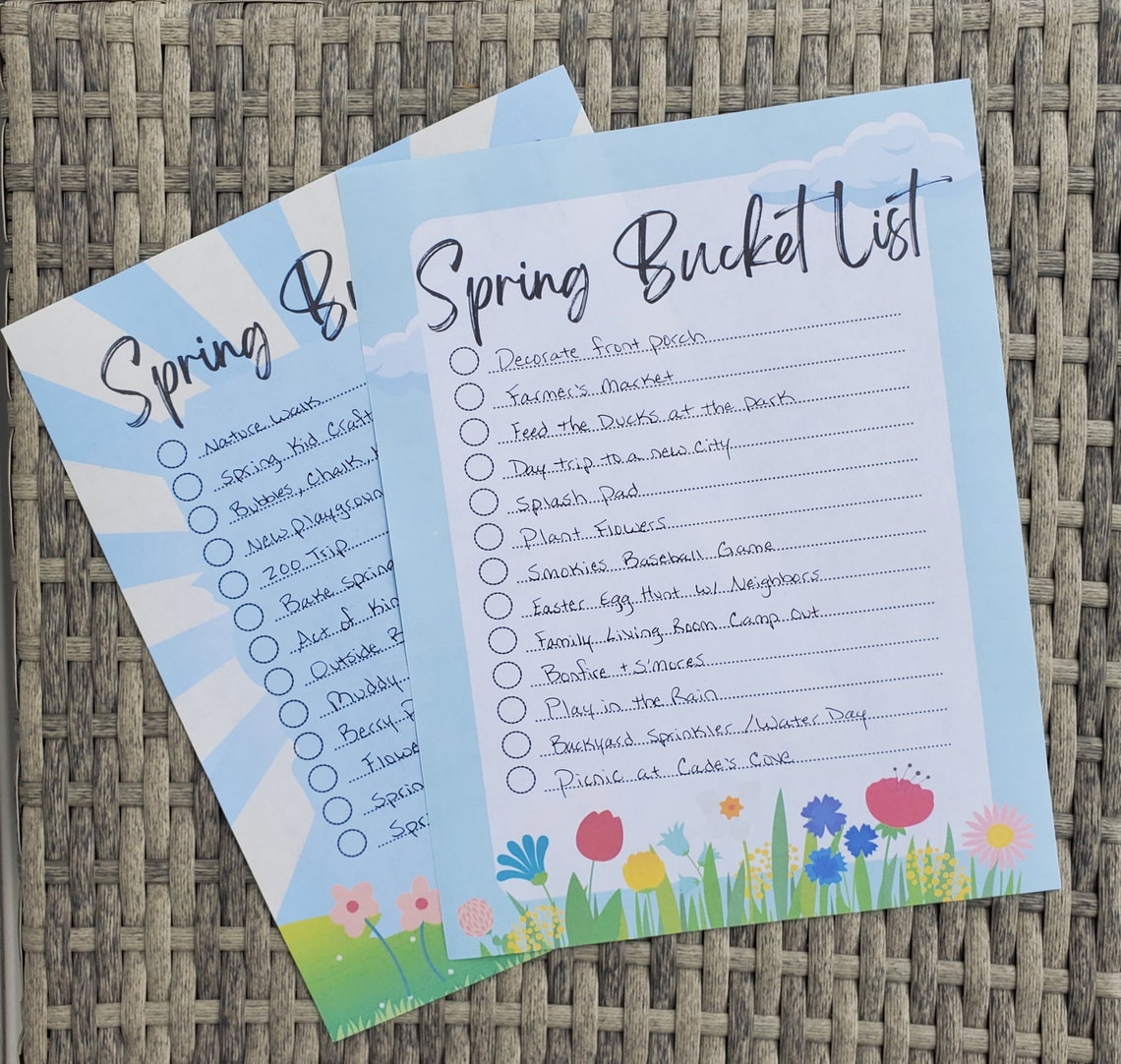 Printable Spring Bucket Lists 2 Pack Family Memories Planner Mom Kids ...