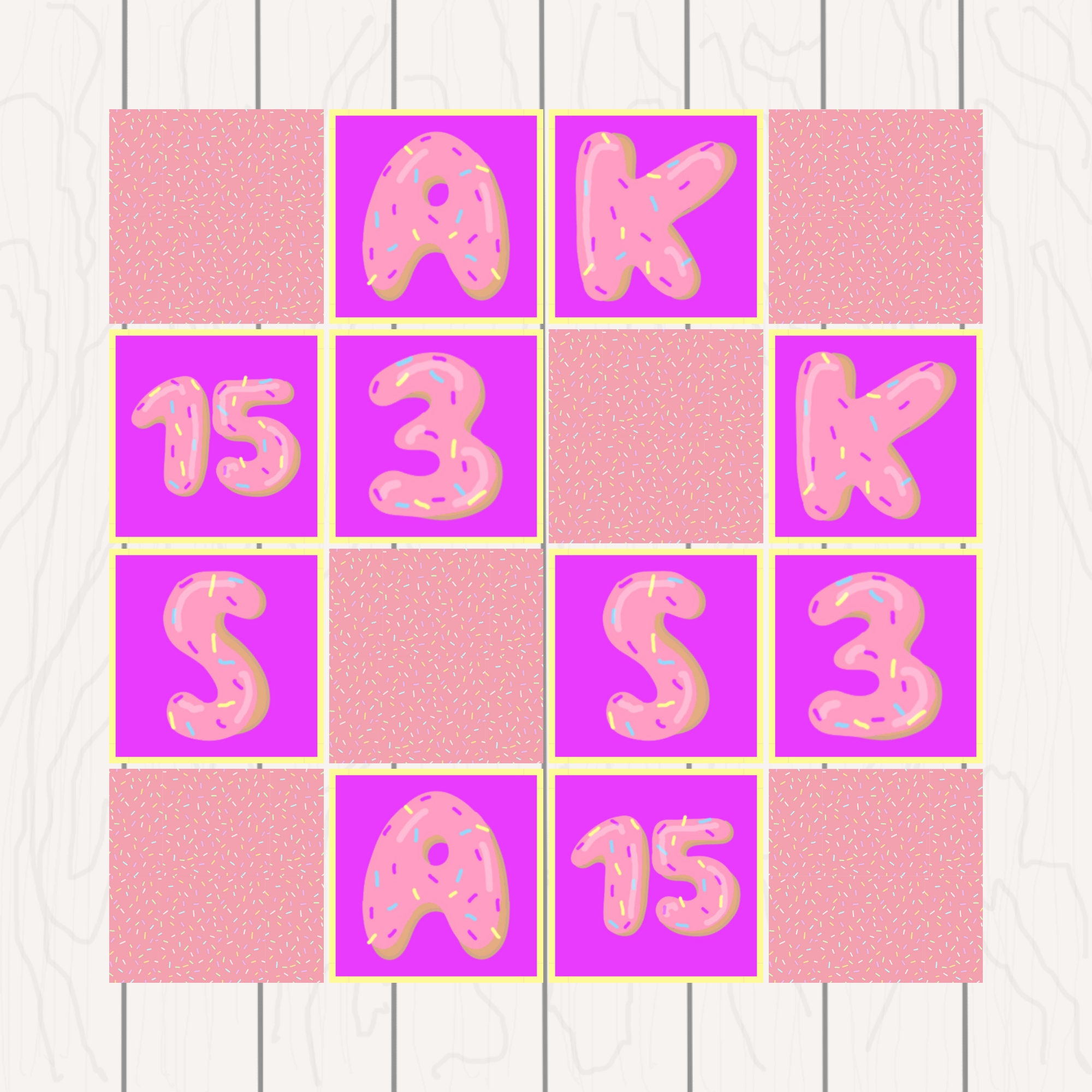 Printable Donuts Alphabet & Number BUNDLE Memory Matching Card Game ...