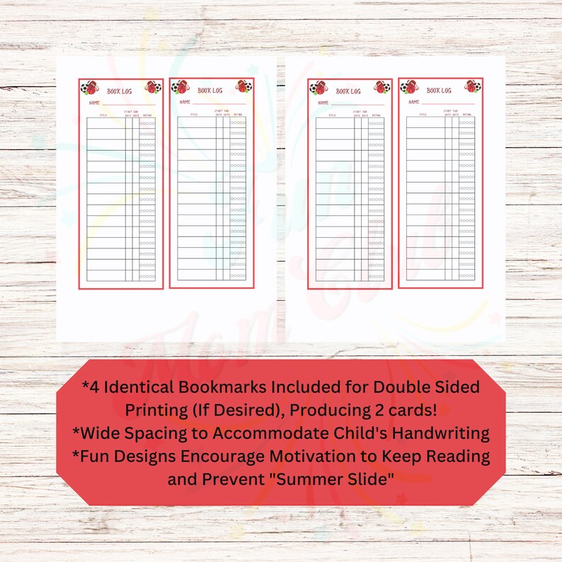 Sports Theme Library Bookmark Printable Kids Reading Tracker Reading ...