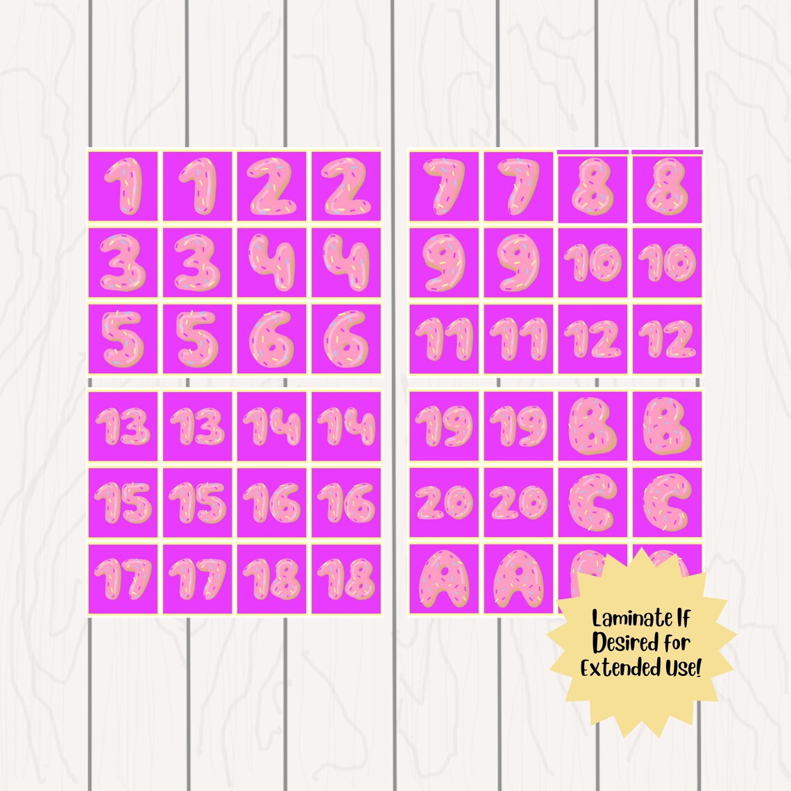 Printable Donuts Alphabet & Number BUNDLE Memory Matching Card Game ...