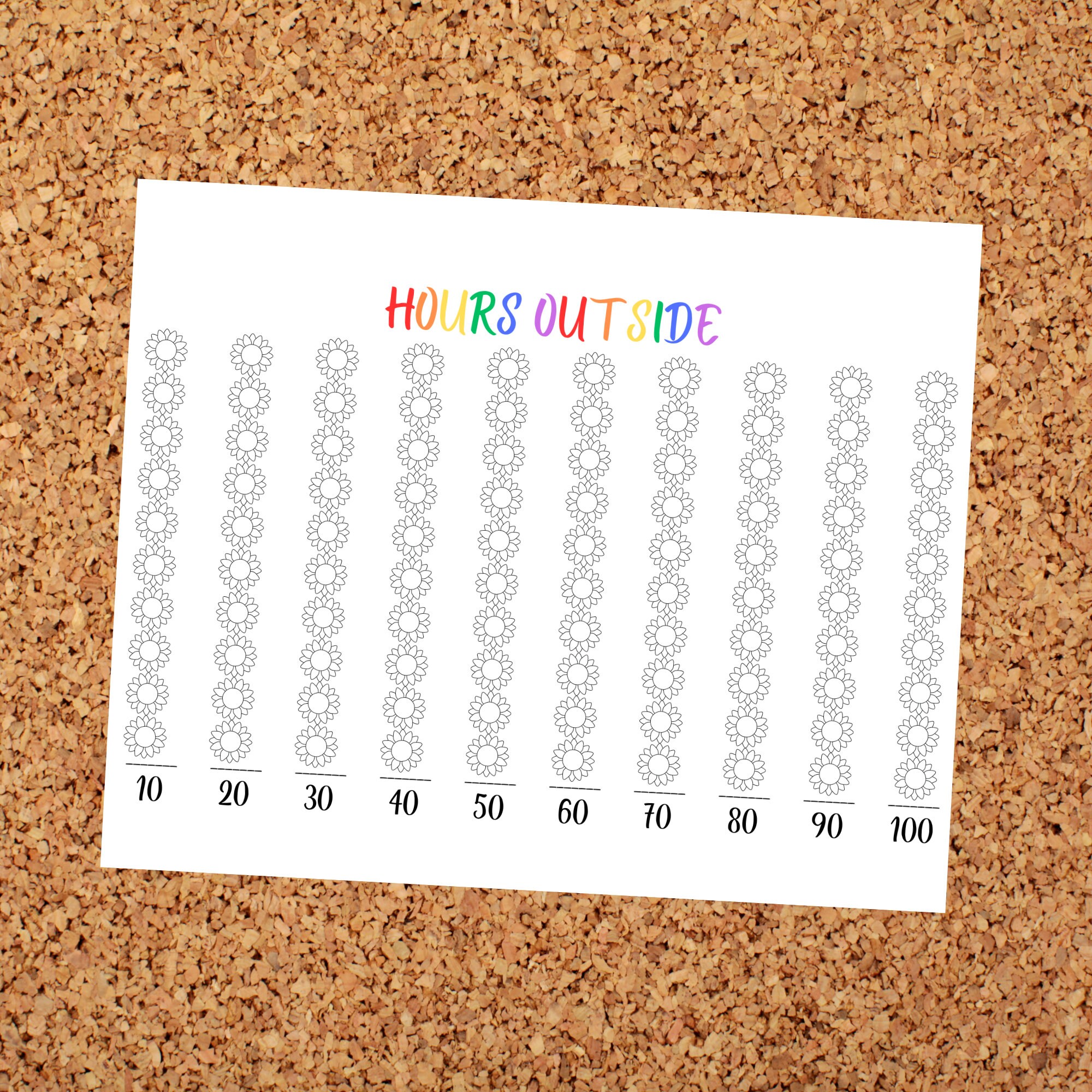Flower Hours Outside Tracker for Kids Play Printable Letter Size ...