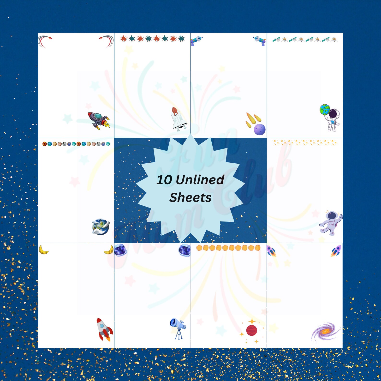 Printable Space Kids Stationery Boy Birthday Gift Lined Paper Journal ...