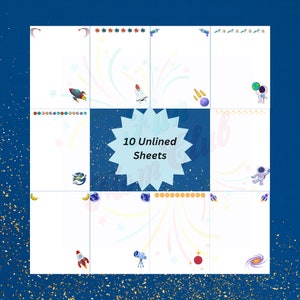 Printable Space Kids Stationery Boy Birthday Gift Lined Paper Journal ...