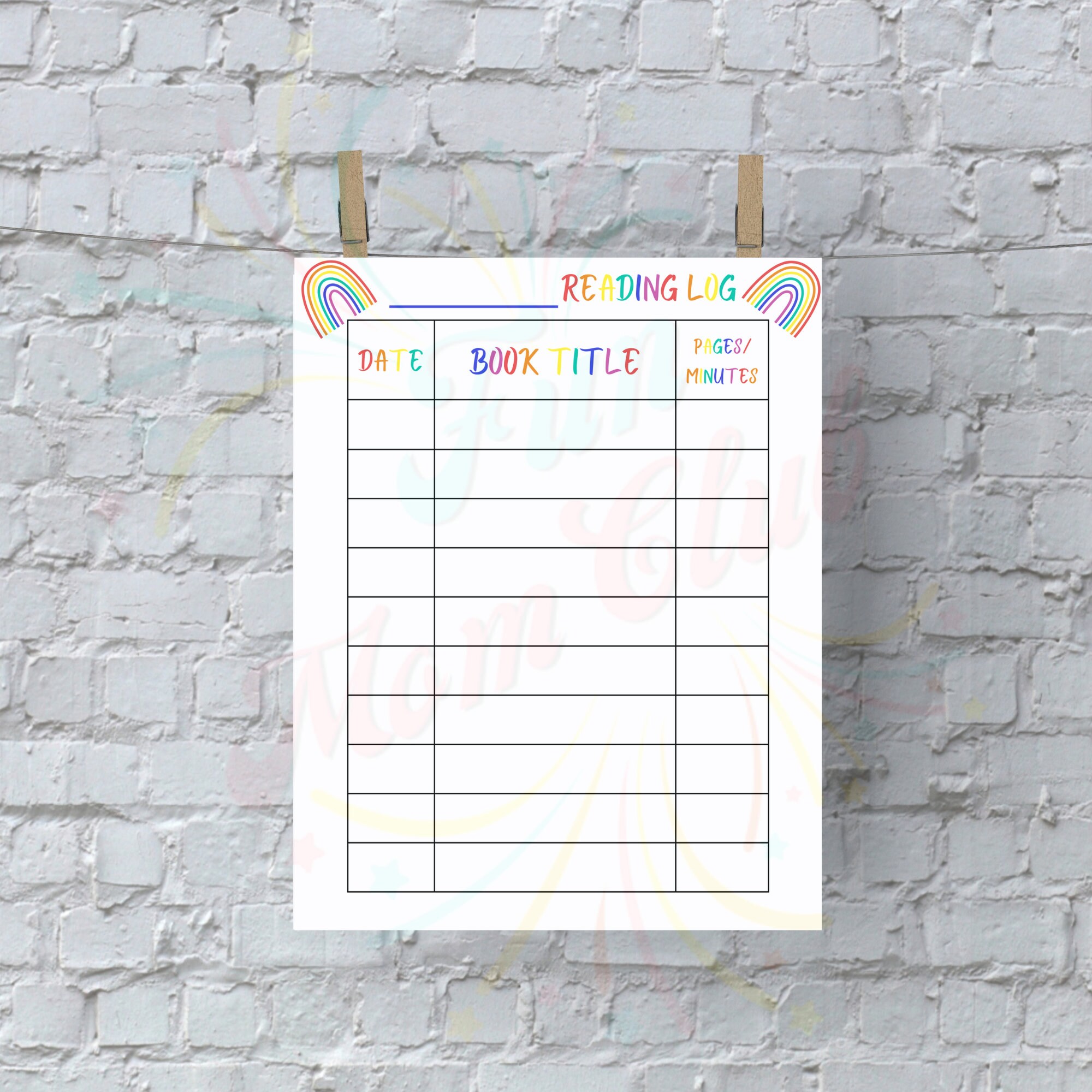 Rainbow Reading Tracker for Kids Printable Reading Log Reading List ...