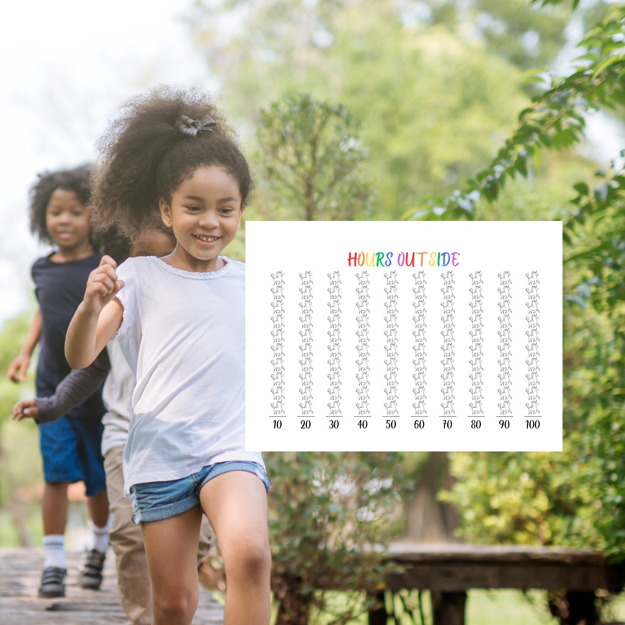 Unicorn Hours Outside Tracker for Kids Play Printable Letter Size ...