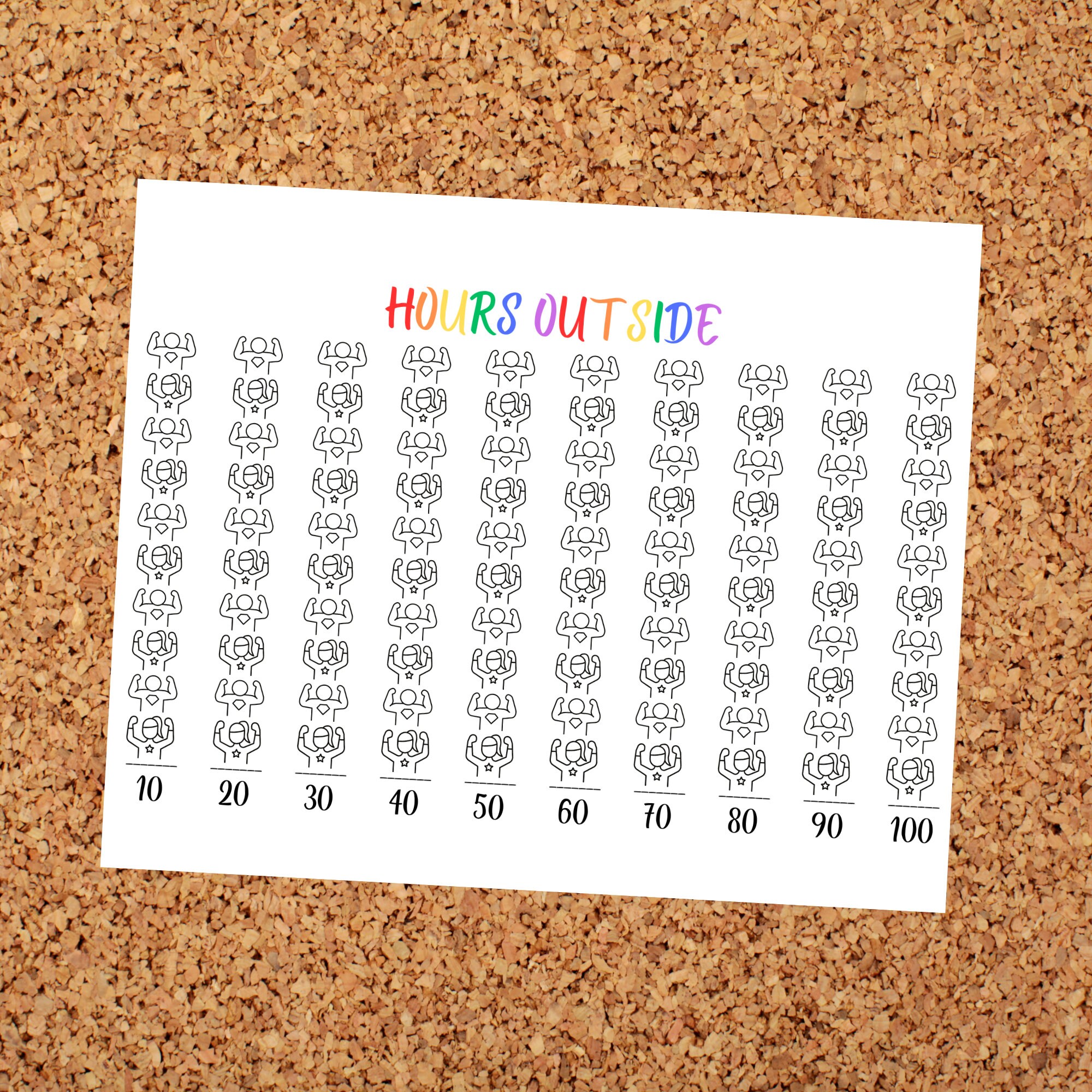 Superhero Hours Outside Tracker for Kids Play Printable Outdoor Time ...