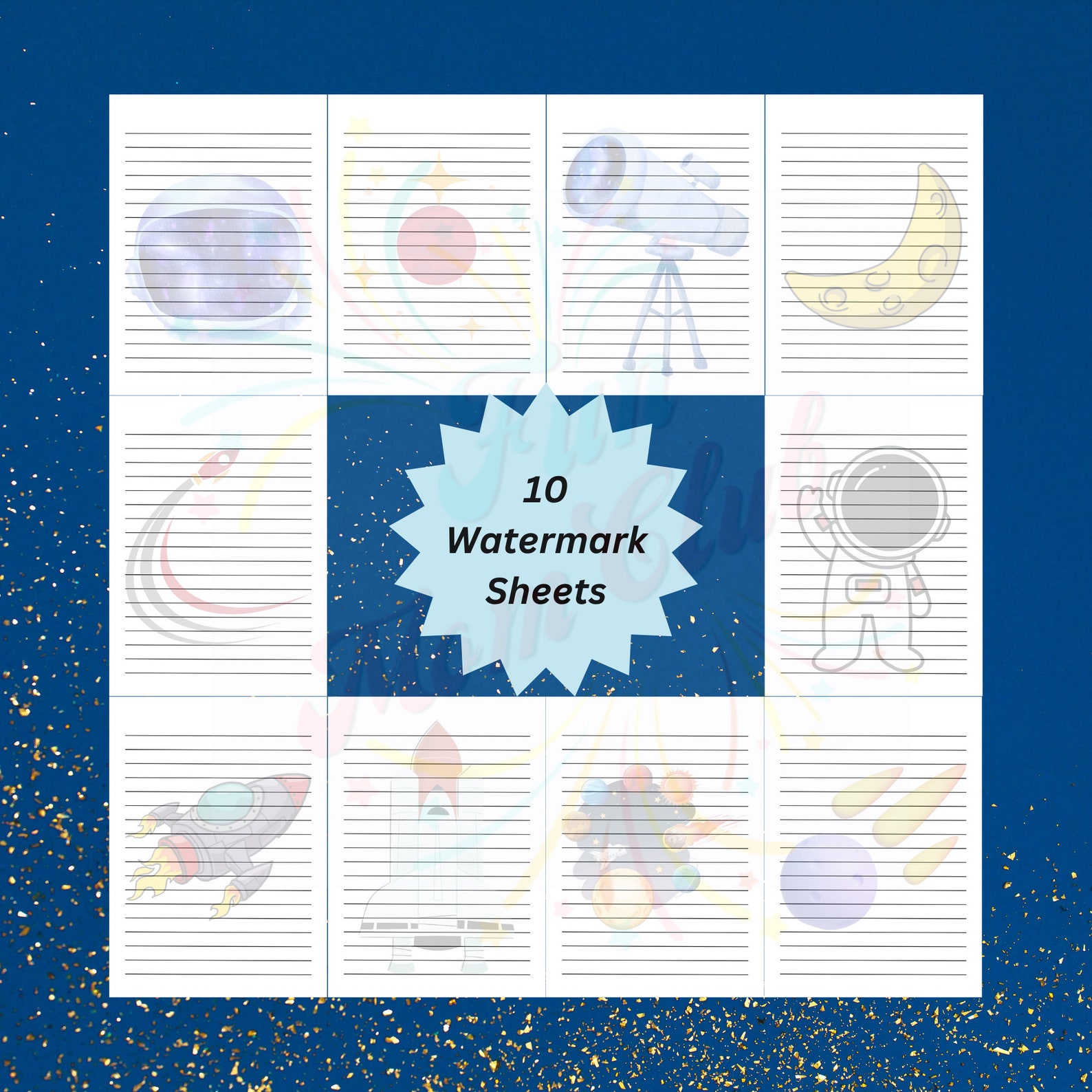 Printable Space Kids Stationery Boy Birthday Gift Lined Paper Journal ...