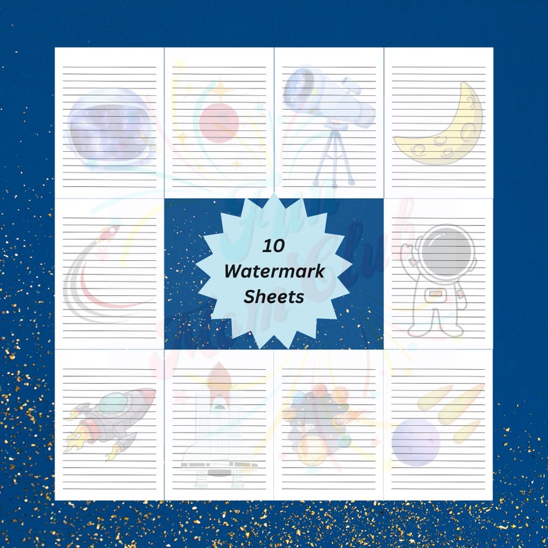 Printable Space Kids Stationery Boy Birthday Gift Lined Paper Journal ...