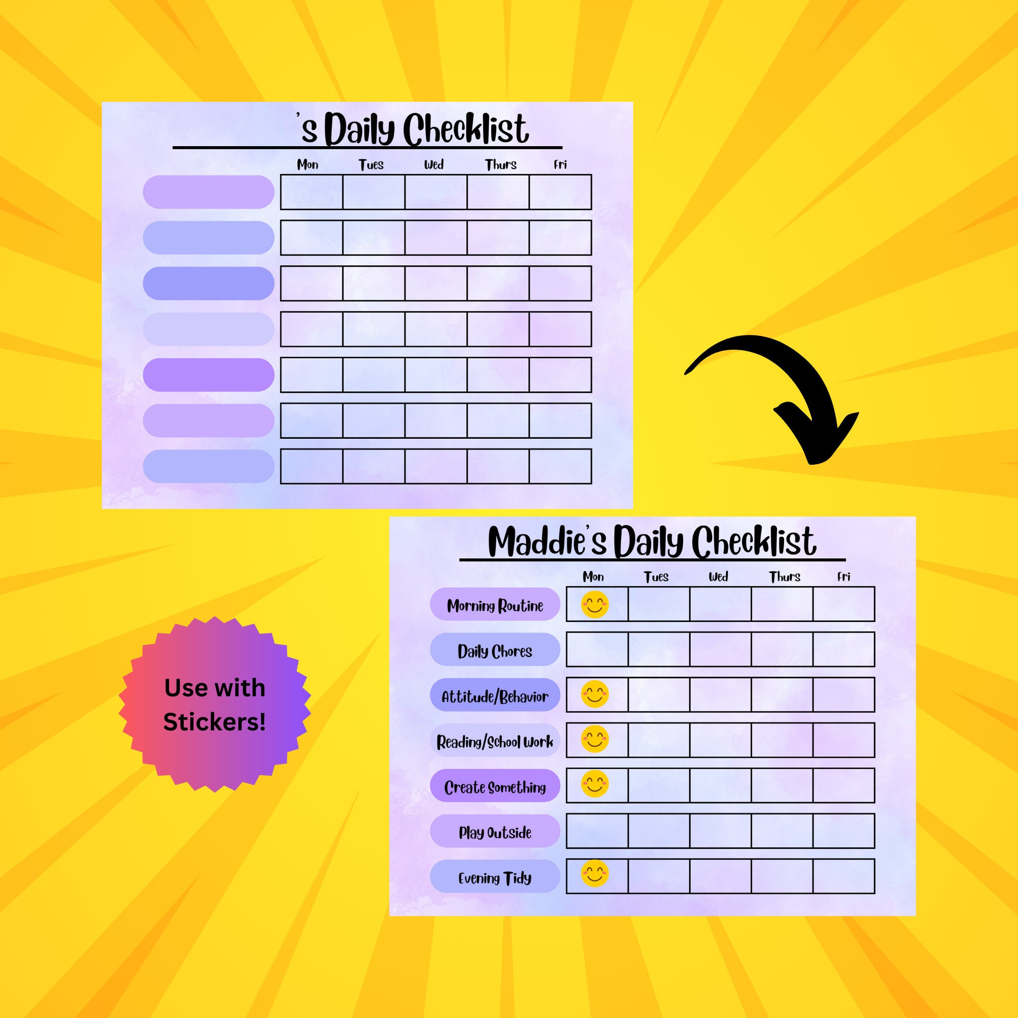Printable Daily Checklist Kids Chore Behavior Chart Summer Rules Kids ...
