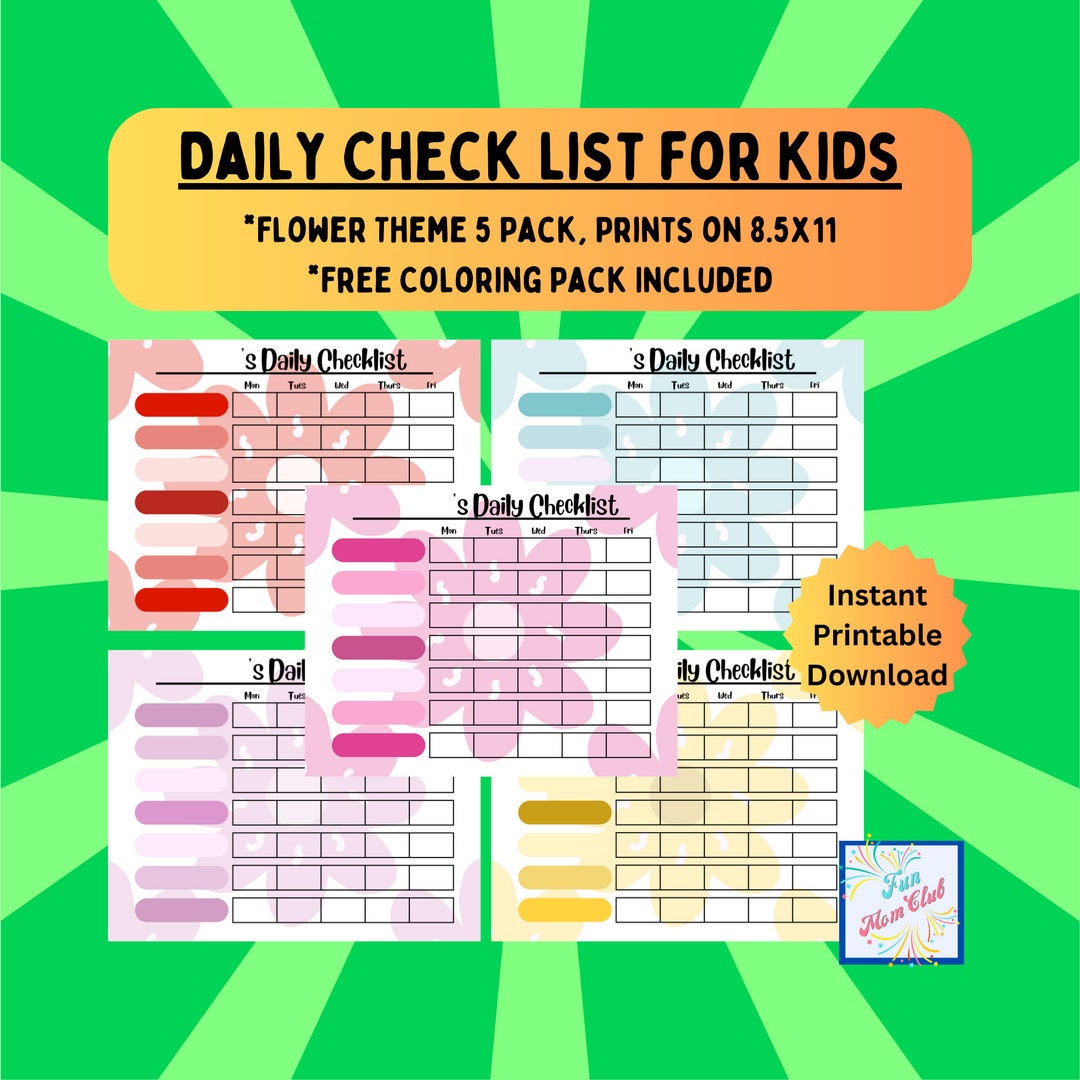 Printable Daily Checklist Kids Chore Behavior Chart Summer Rules Kids ...