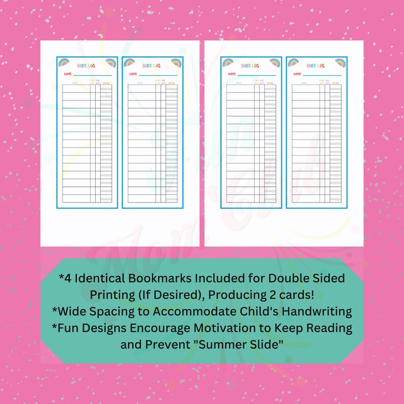 Rainbow Theme Library Bookmark Printable for Kids Reading Tracker ...