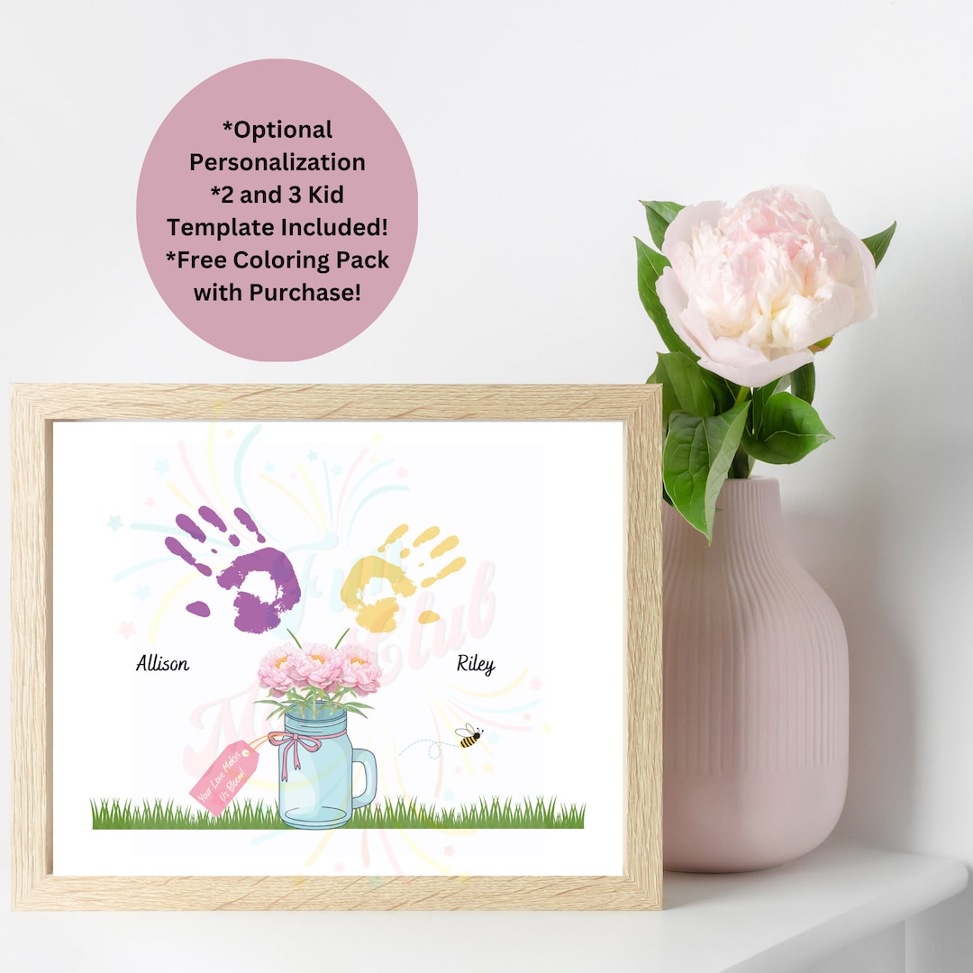 Personalized Child Hand Print Activity Flowers Craft Gift for Her Mom ...