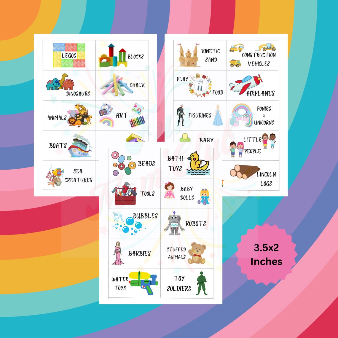 Printable Kid Toy Storage Labels for Play Room Classroom Montessori ...