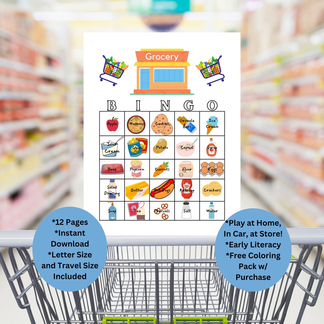 Grocery Store Bingo Busy Activity for Kids Toddler Car Activity Sight ...
